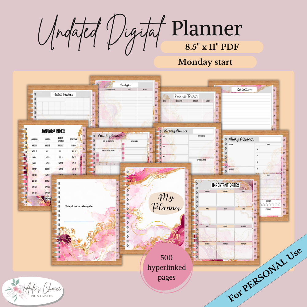 Undated Digital Planner (Personal Use) (Kick Off 2025 Bundle) - Ade's ...